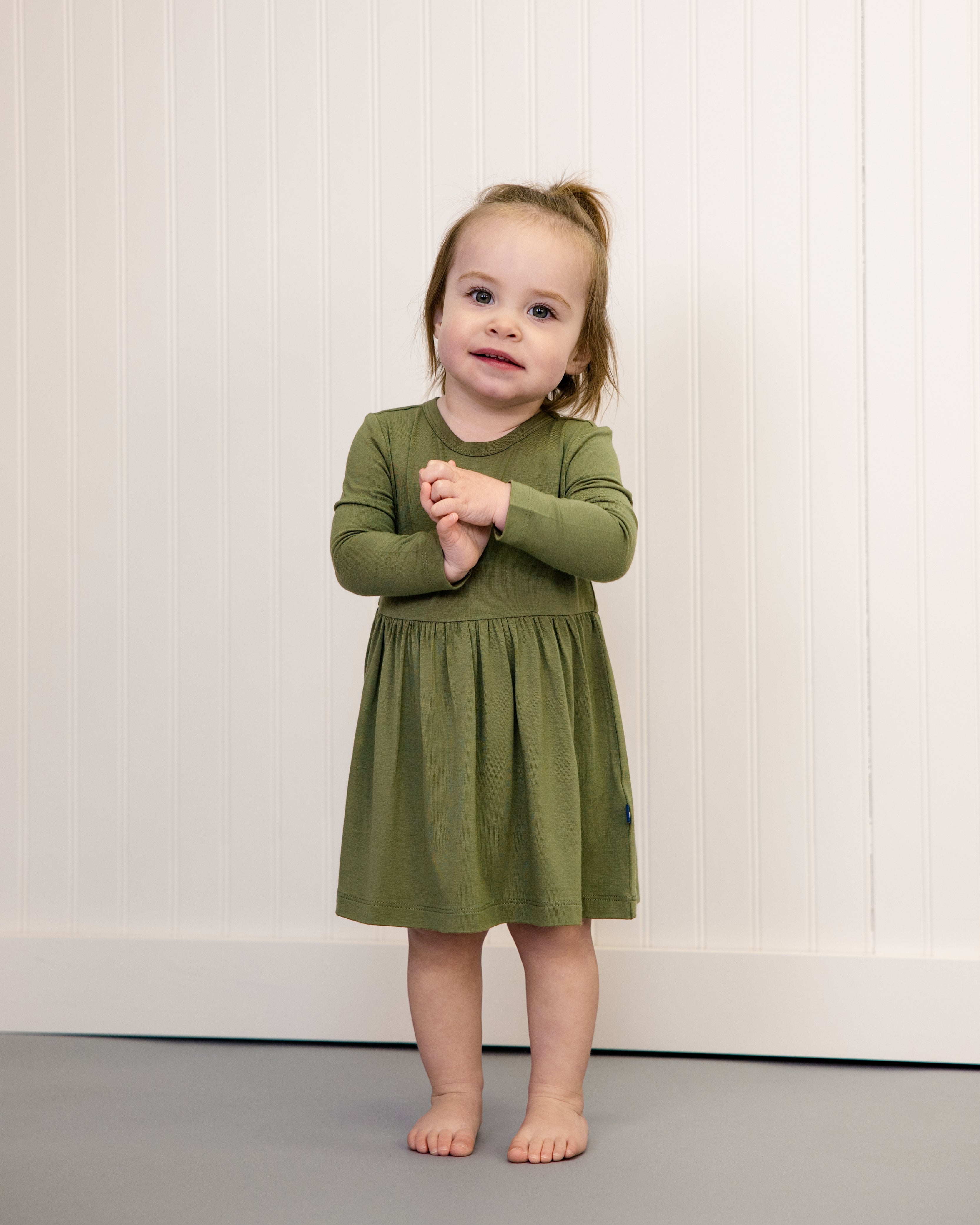 Larkspur Baby | Long Sleeve Twirl Dress in Olive – Larkspur Baby Outlet